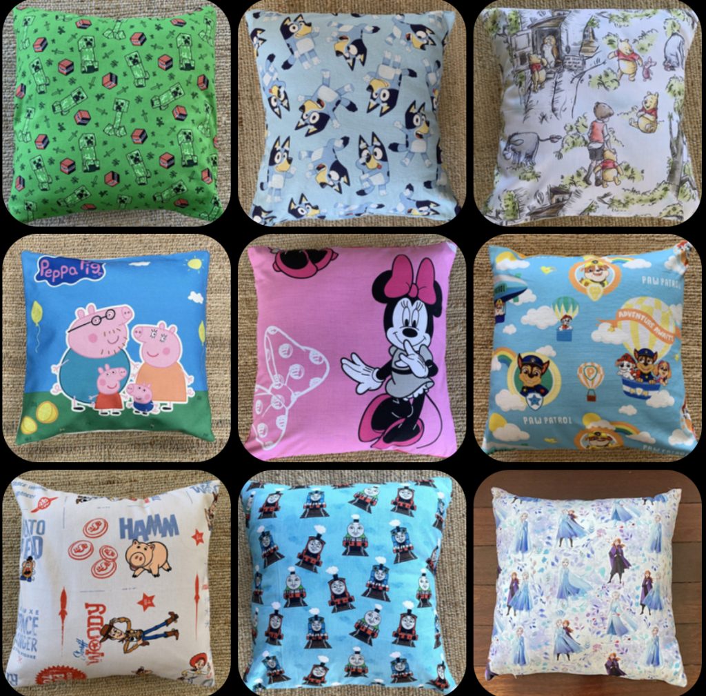 Character CUSHION – Many styles – Lovely Jubbly Events and Party Hire