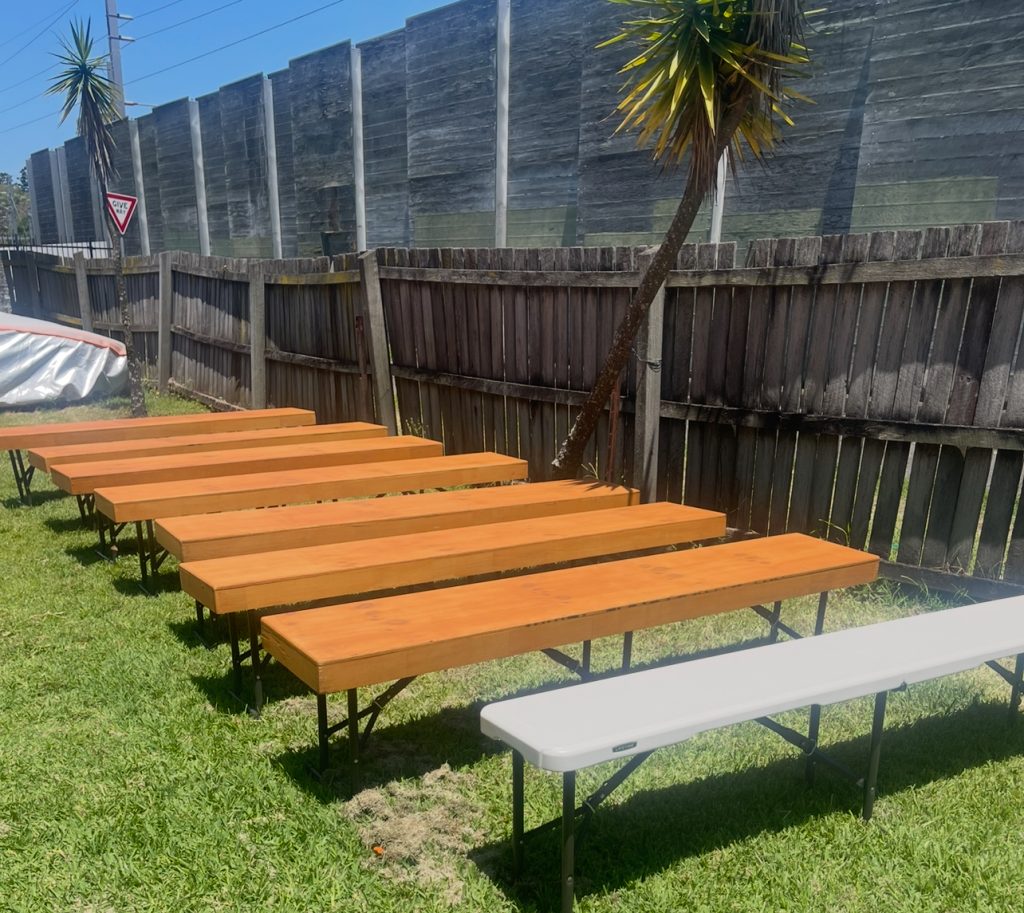 Benches & Table DELUXE BUNDLE for 8ppl – Rustic or White – Lovely ...