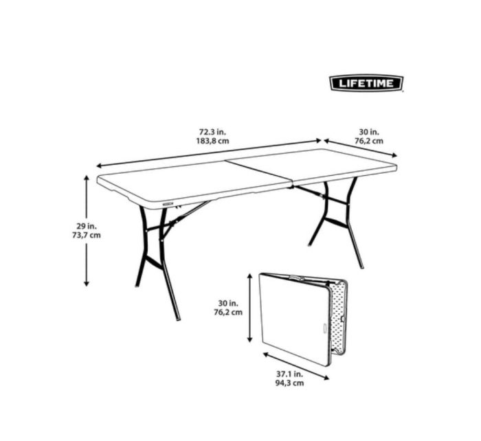 1 x Folding Lifetime Plastic Table – 4ft 6ft or 8ft – Lovely Jubbly ...