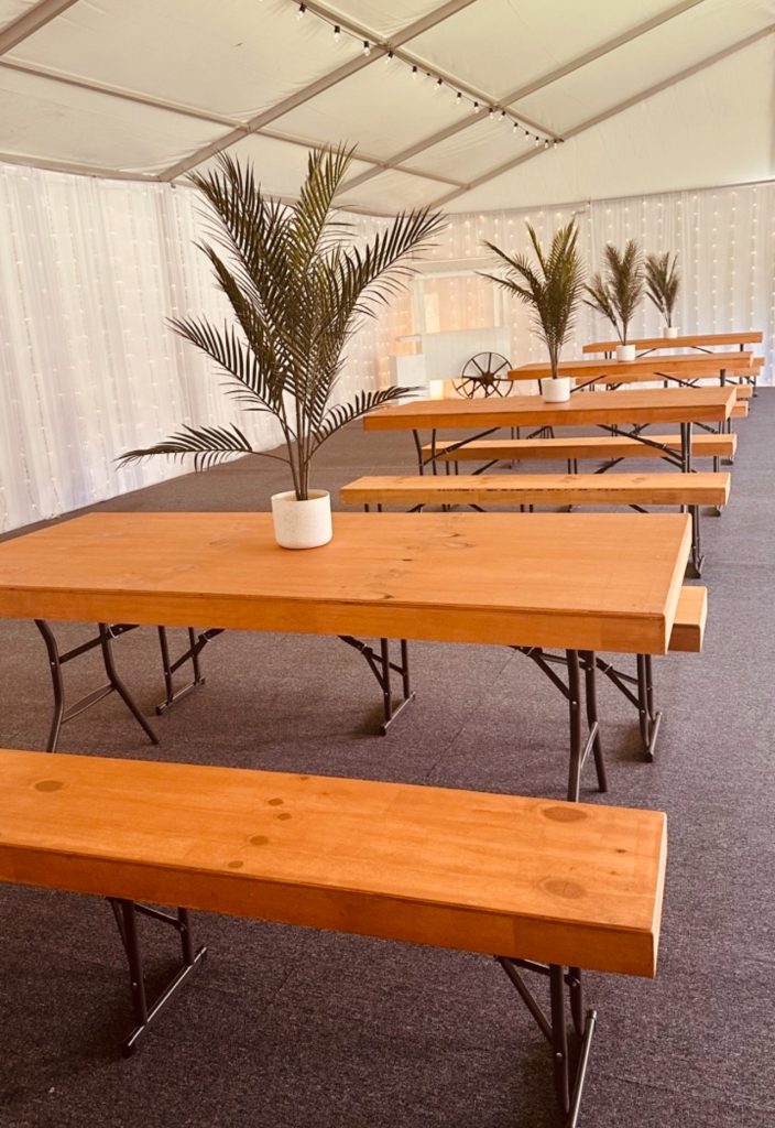 Benches & Table DELUXE BUNDLE for 8ppl – Rustic or White – Lovely ...